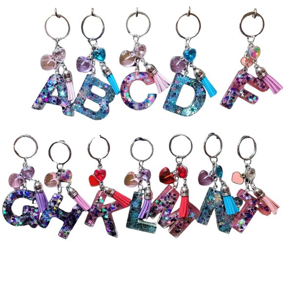 Handmade | Accessories | Alphabet Personalized Sequin Sparkle Resin Key ...